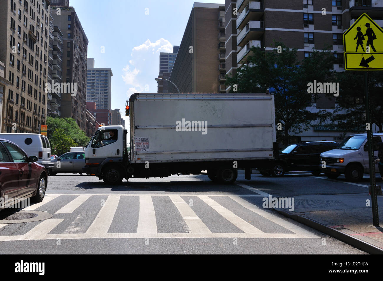 Truck crossing intersection, New York City, USA Stock Photo - Alamy
