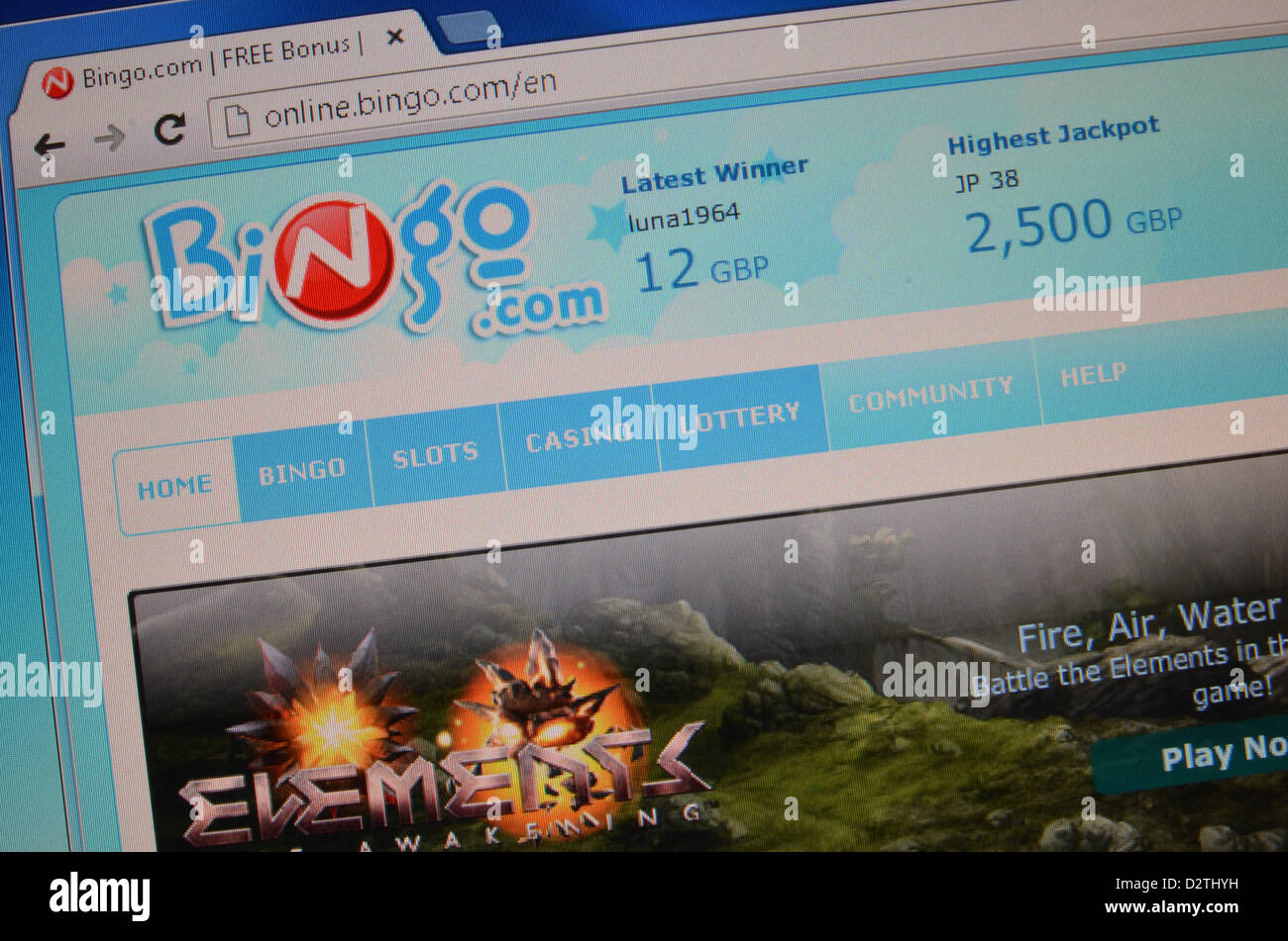Bingo.com website screenshot Stock Photo - Alamy