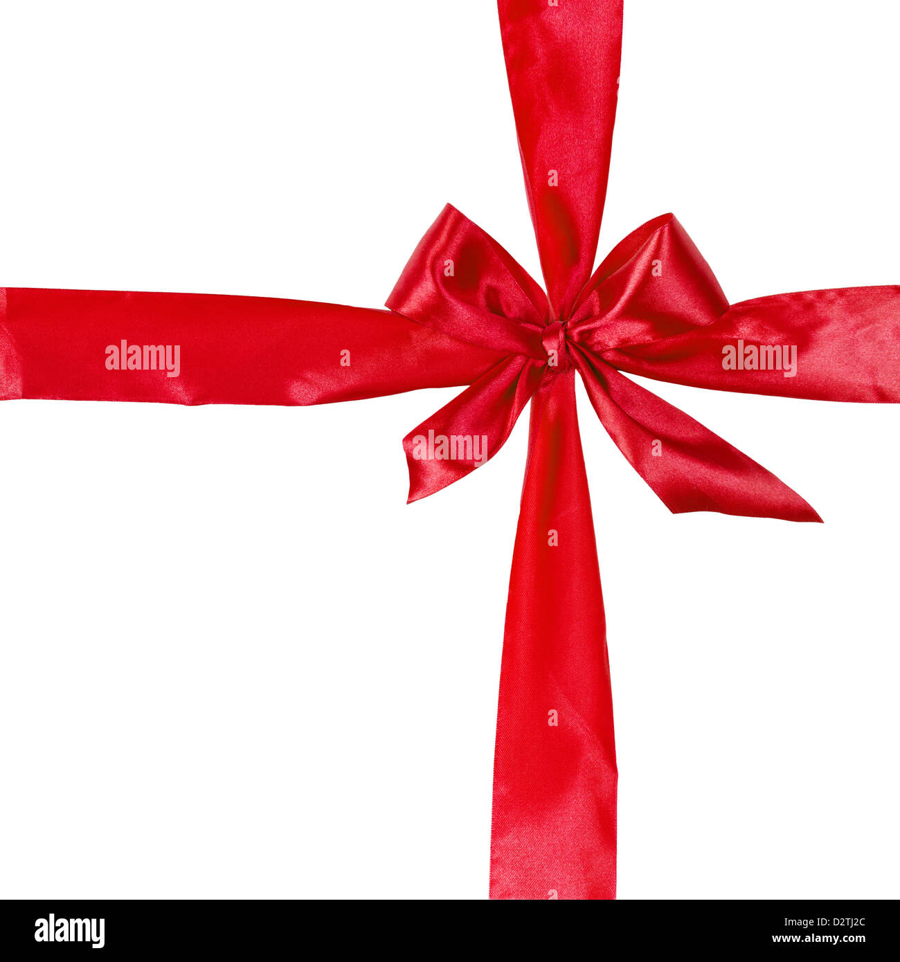 cross from red ribbon with bow, isolated on white background Stock ...