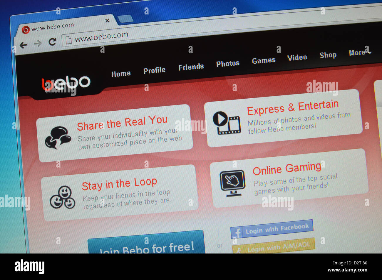 Bebo.com website screenshot Stock Photo - Alamy