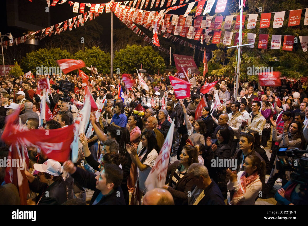 Girne, TRNC, Parteianhaenger at the election rally of the CTP Stock ...