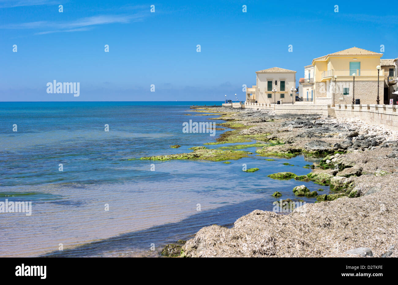 Italy, Sicily, Sampieri, the houses of the old village on the sea Stock ...