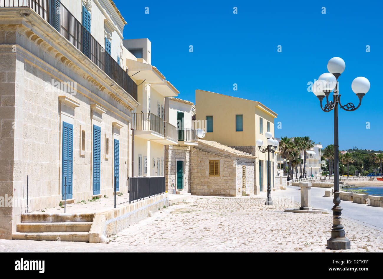 Italy, Sicily, Sampieri, the houses of the old village on the sea Stock ...
