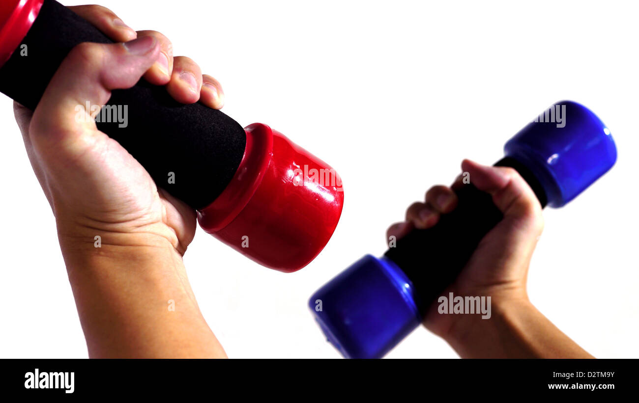 Two hands holding dumbbell on hi-res stock photography and images - Alamy