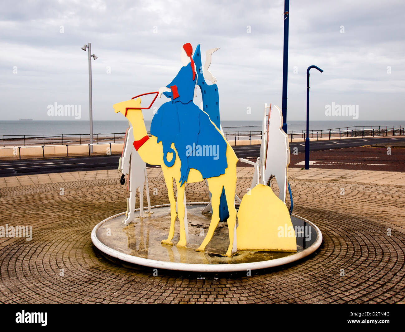 Art work on the seafront at Redcar Cleveland depicting explorer and ...