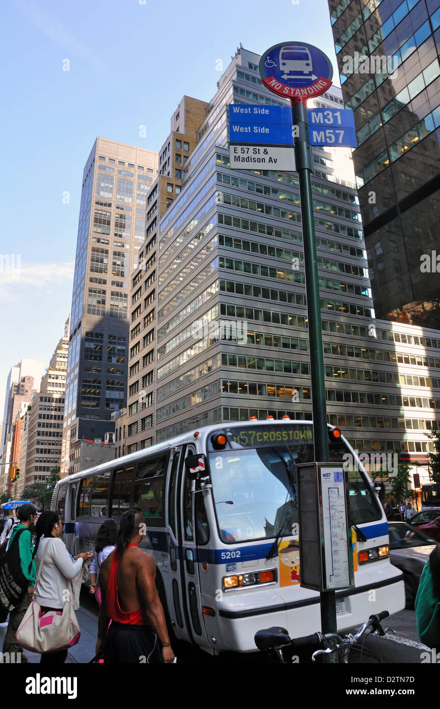 Broadway bus stop, New York City, USA Stock Photo - Alamy