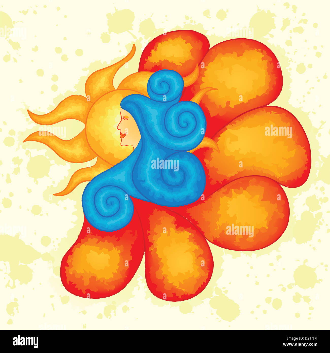 Watercolor sun hi-res stock photography and images - Alamy
