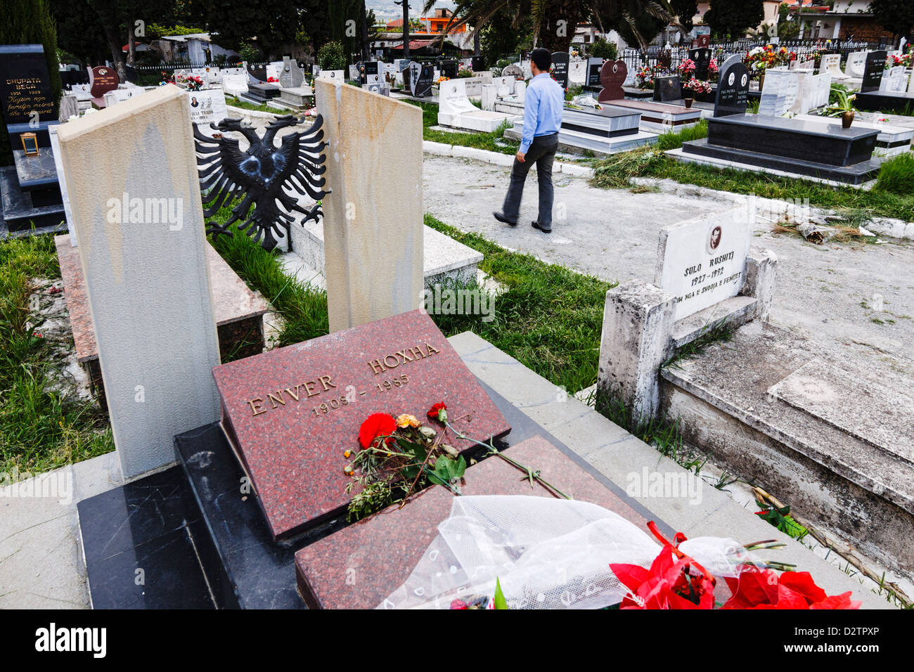 Tomb of Enver Hoxha communist dictator of Albania at Sharra Cemetery ...