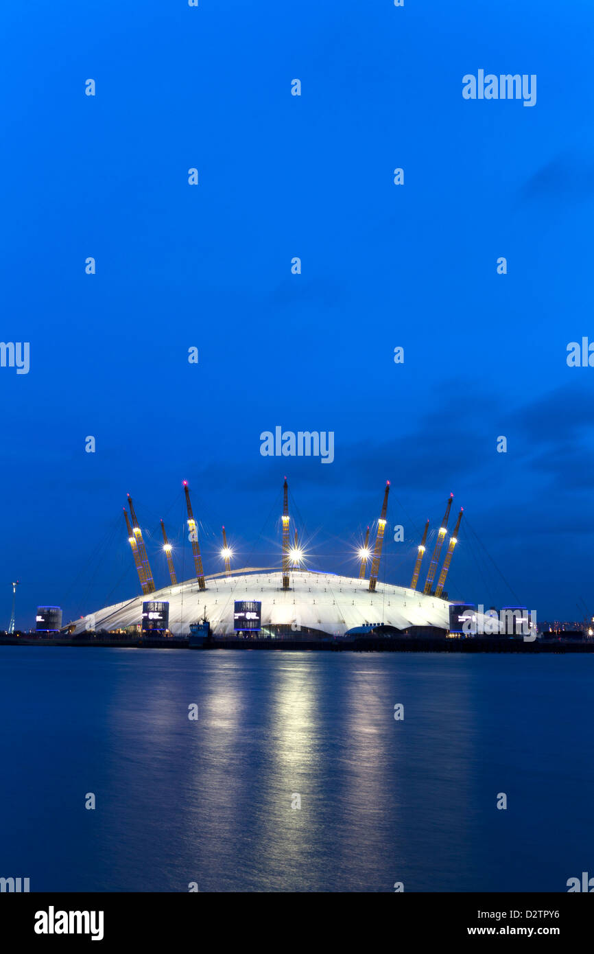 O2 Arena and river Thames by night, London, UK Stock Photo - Alamy