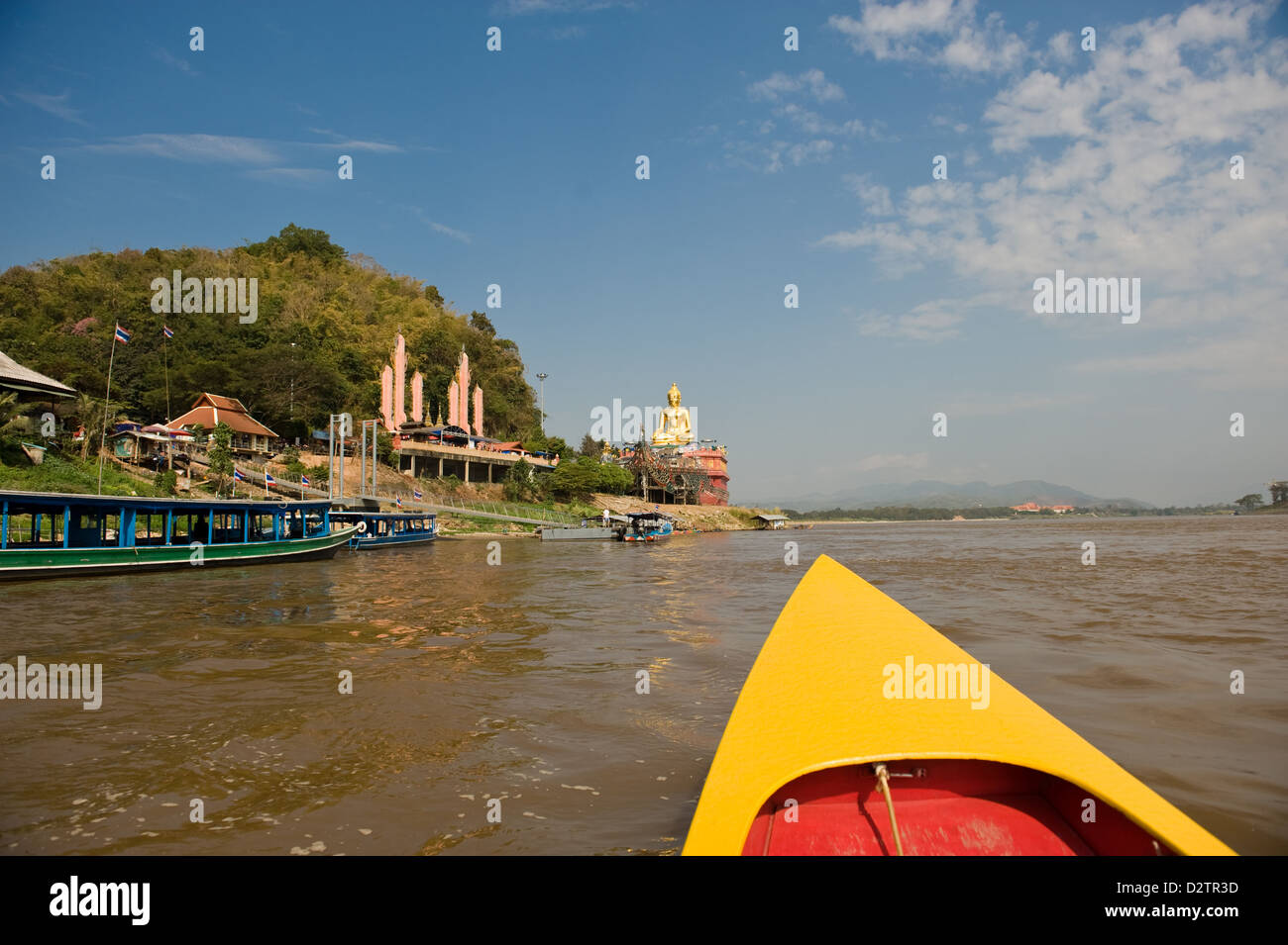 Sop Ruak, Thailand, a boat on the Mekong River, in the background Sop ...