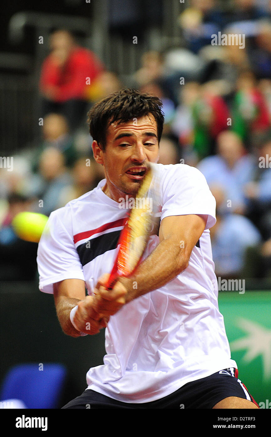 01.02.2013 Turin, Italy. Ivan Dodig of Croatia in action against during ...