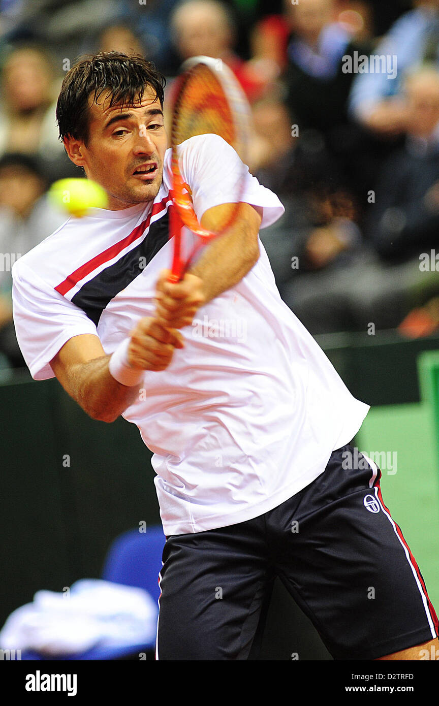 01.02.2013 Turin, Italy. Ivan Dodig of Croatia in action against during ...