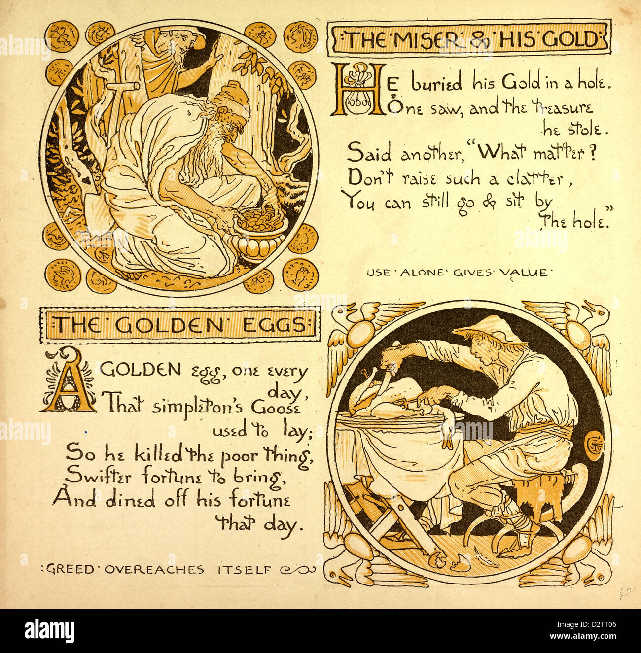 THE MISER AND HIS GOLD THE GOLDEN EGGS Stock Photo - Alamy