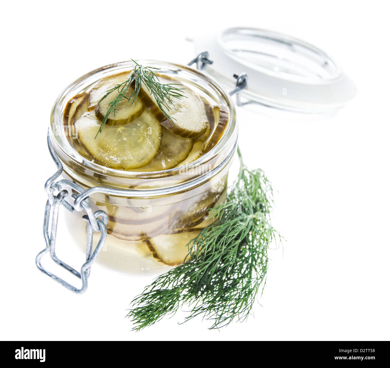 Pickles in a glass isolated on white background Stock Photo - Alamy