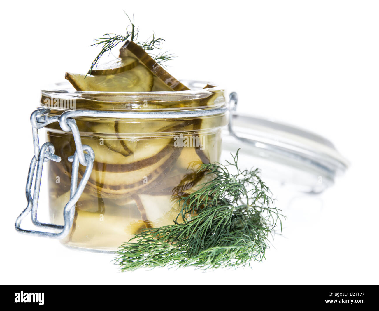 Pickles in a glass isolated on white background Stock Photo - Alamy