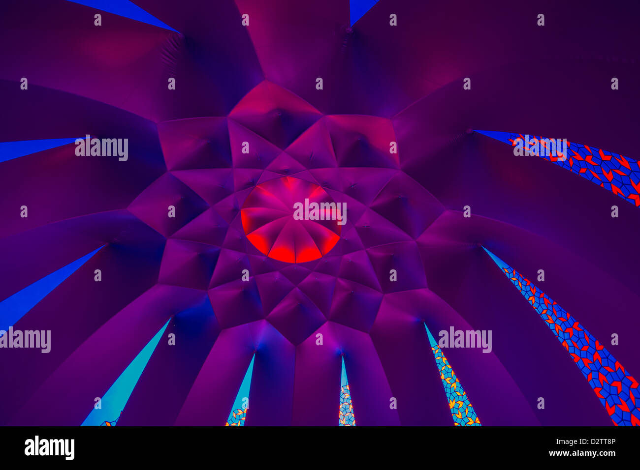 Exxopolis Luminarium - purple cathedral ceiling inside the inflatable ...