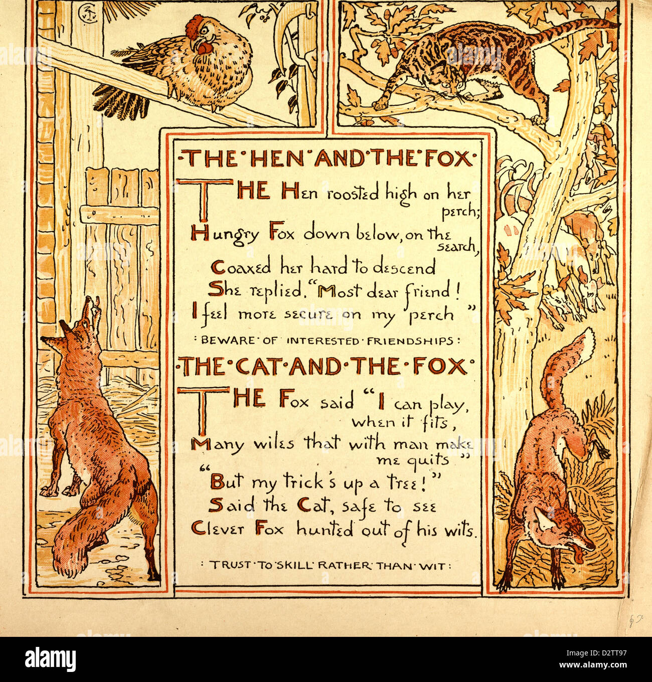 THE HEN AND THE FOX THE CAT AND THE FOX Stock Photo - Alamy