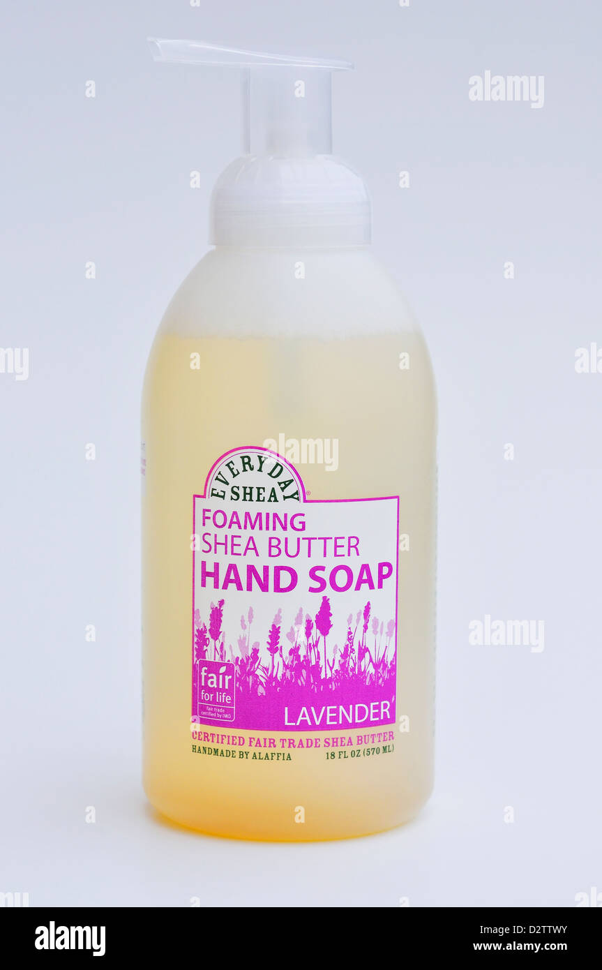 Foaming shea butter hand soap in bottle Stock Photo - Alamy