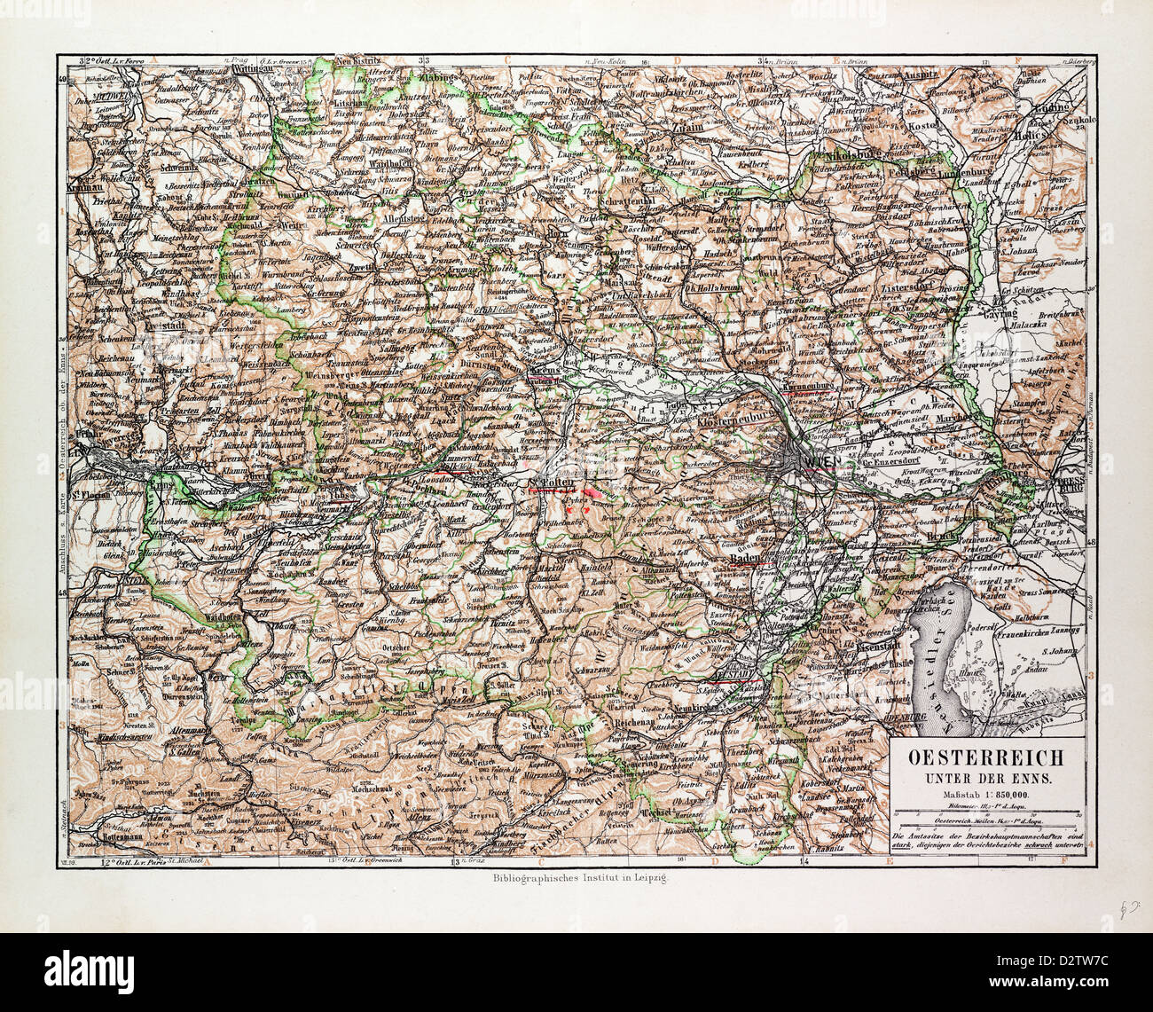 MAP OF AUSTRIA 1899 Stock Photo - Alamy