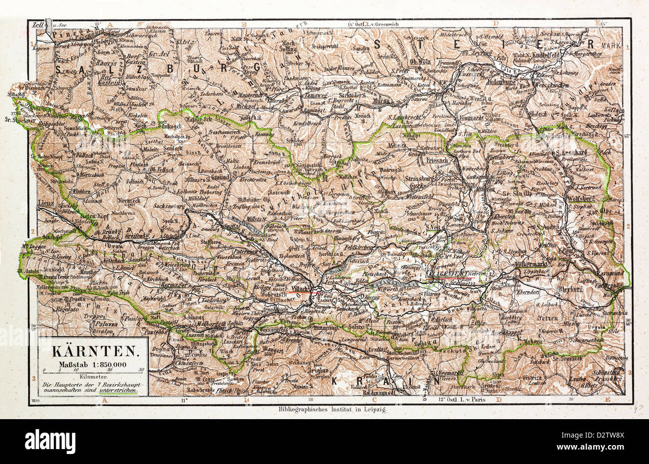 MAP OF KÄRNTEN AUSTRIA 1899 Stock Photo - Alamy