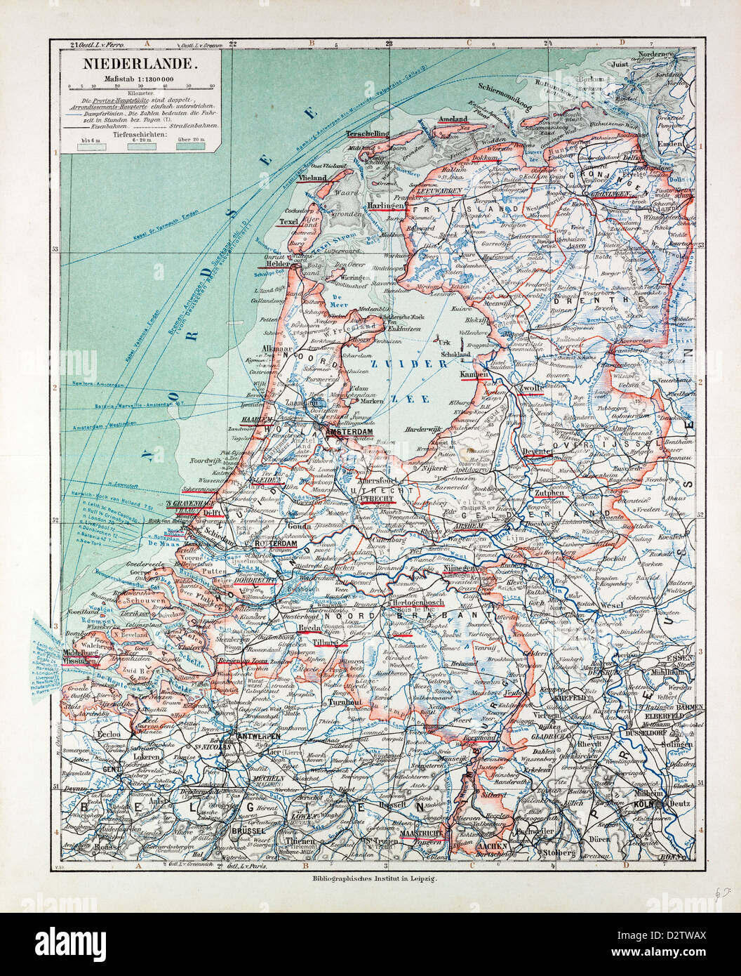 MAP OF THE NETHERLANDS 1899 Stock Photo - Alamy