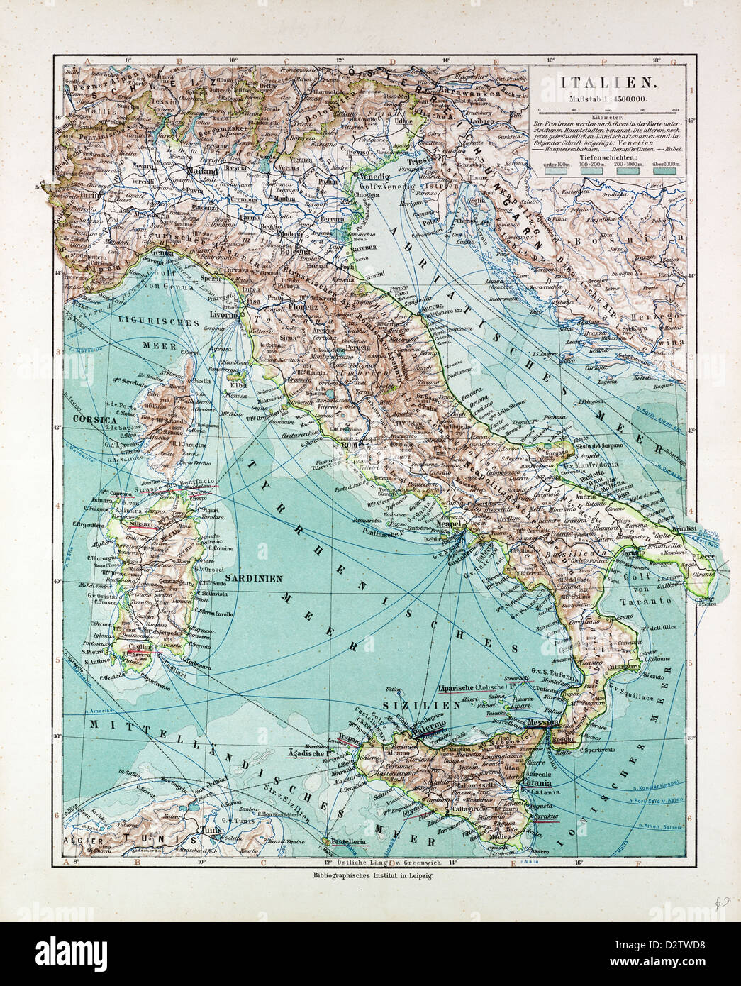MAP OF ITALY 1899 Stock Photo - Alamy