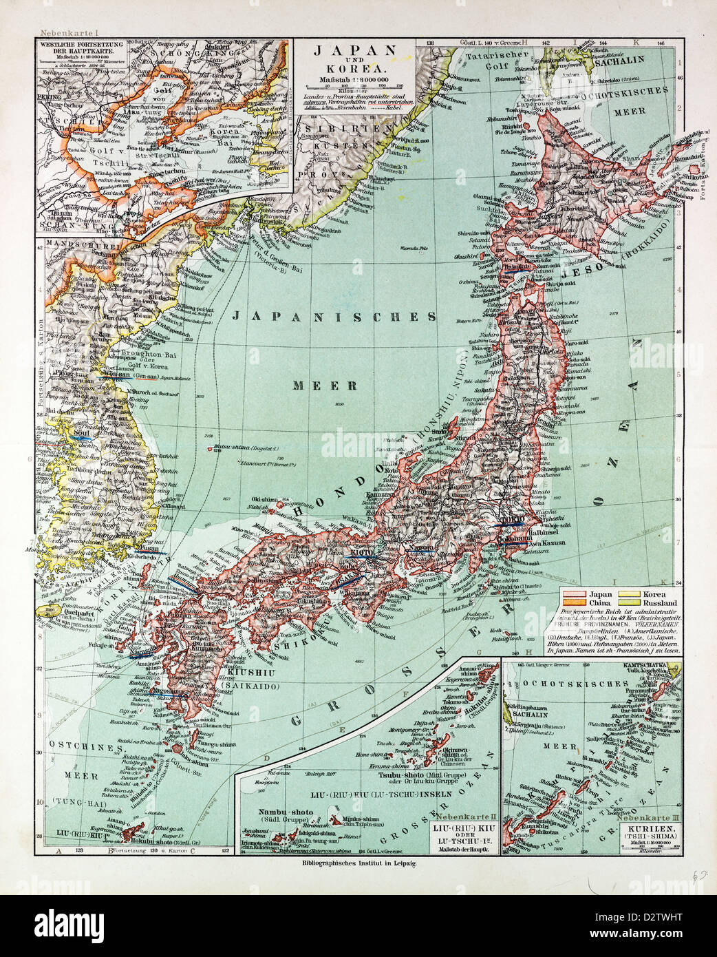 MAP OF JAPAN 1899 Stock Photo - Alamy