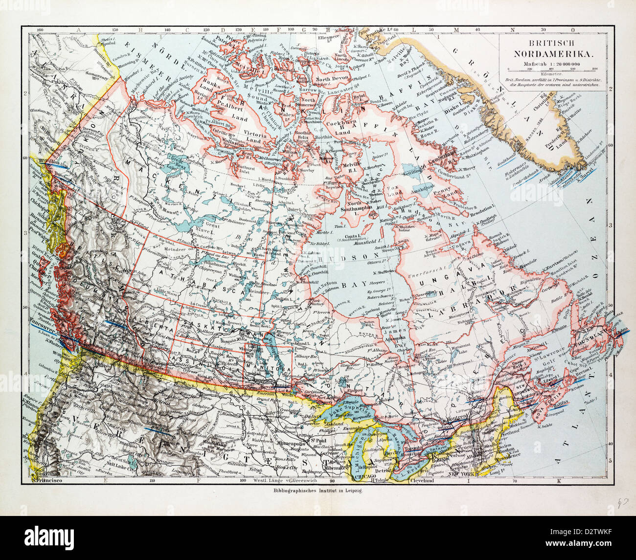 MAP OF CANADA 1899 Stock Photo - Alamy