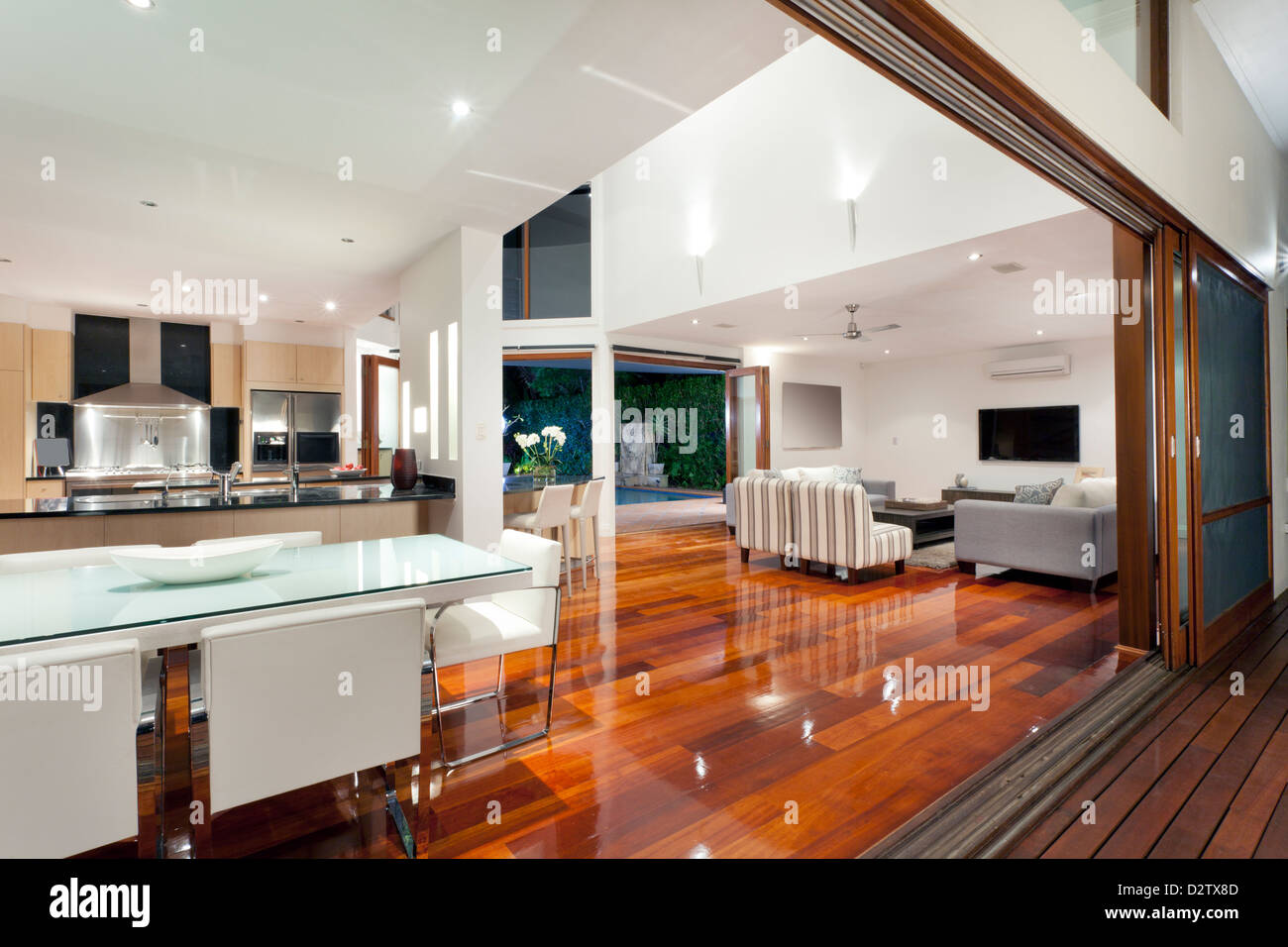 Luxurious home interior with large sliding doors Stock Photo - Alamy
