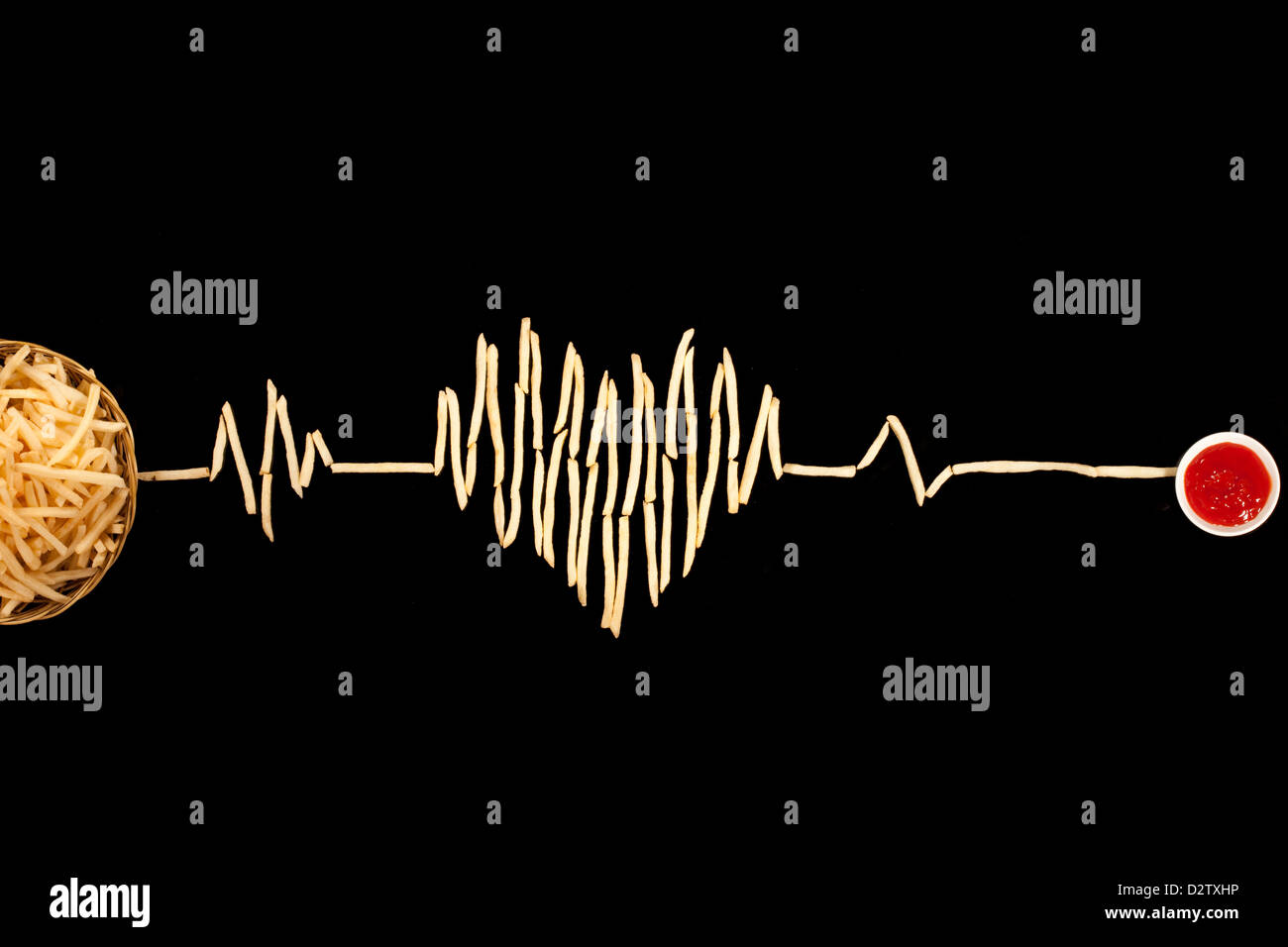 Creative electrocardiogram made of potato chips and ketchup Stock Photo ...