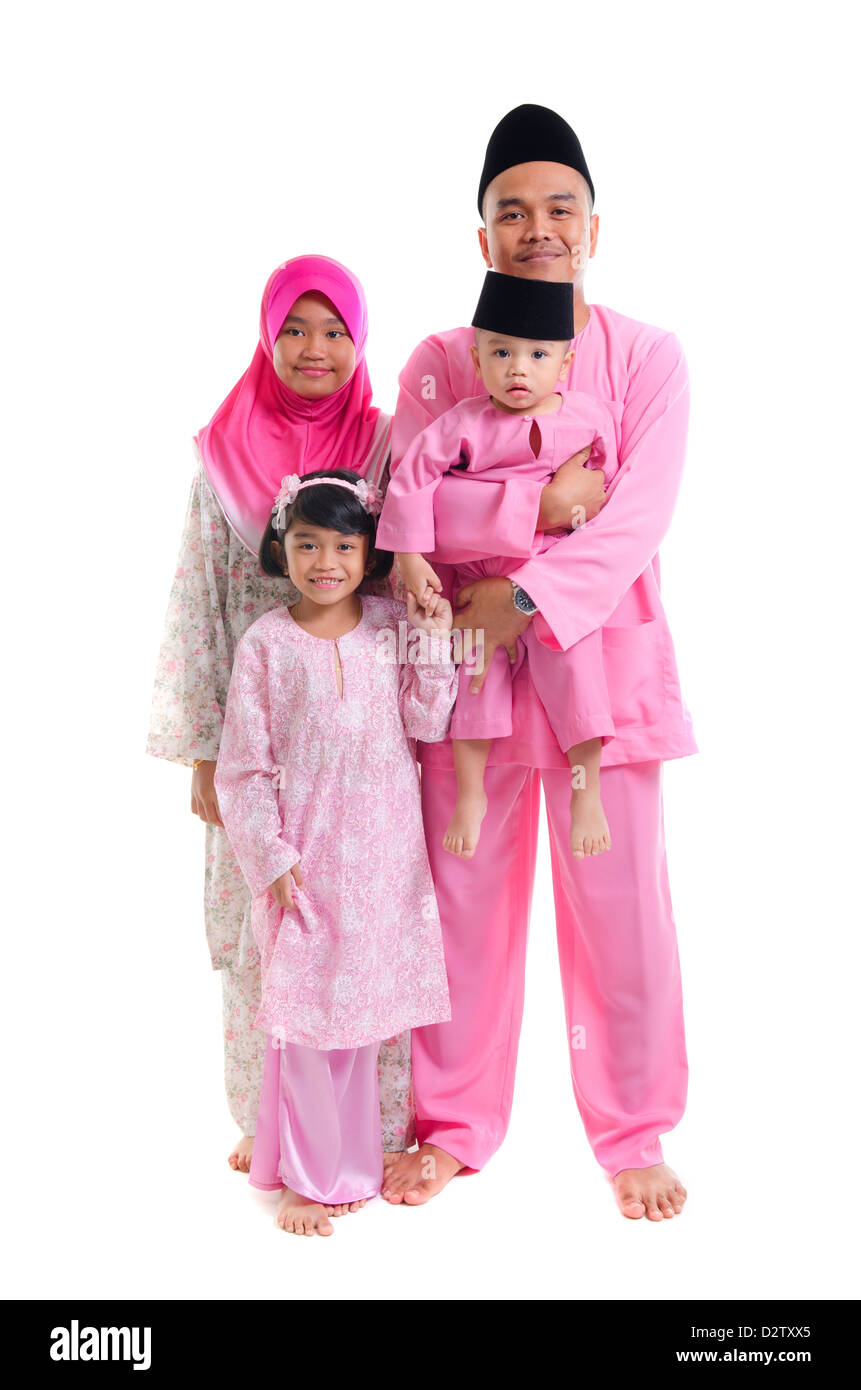 malay family during hari raya isolated on white Stock Photo - Alamy