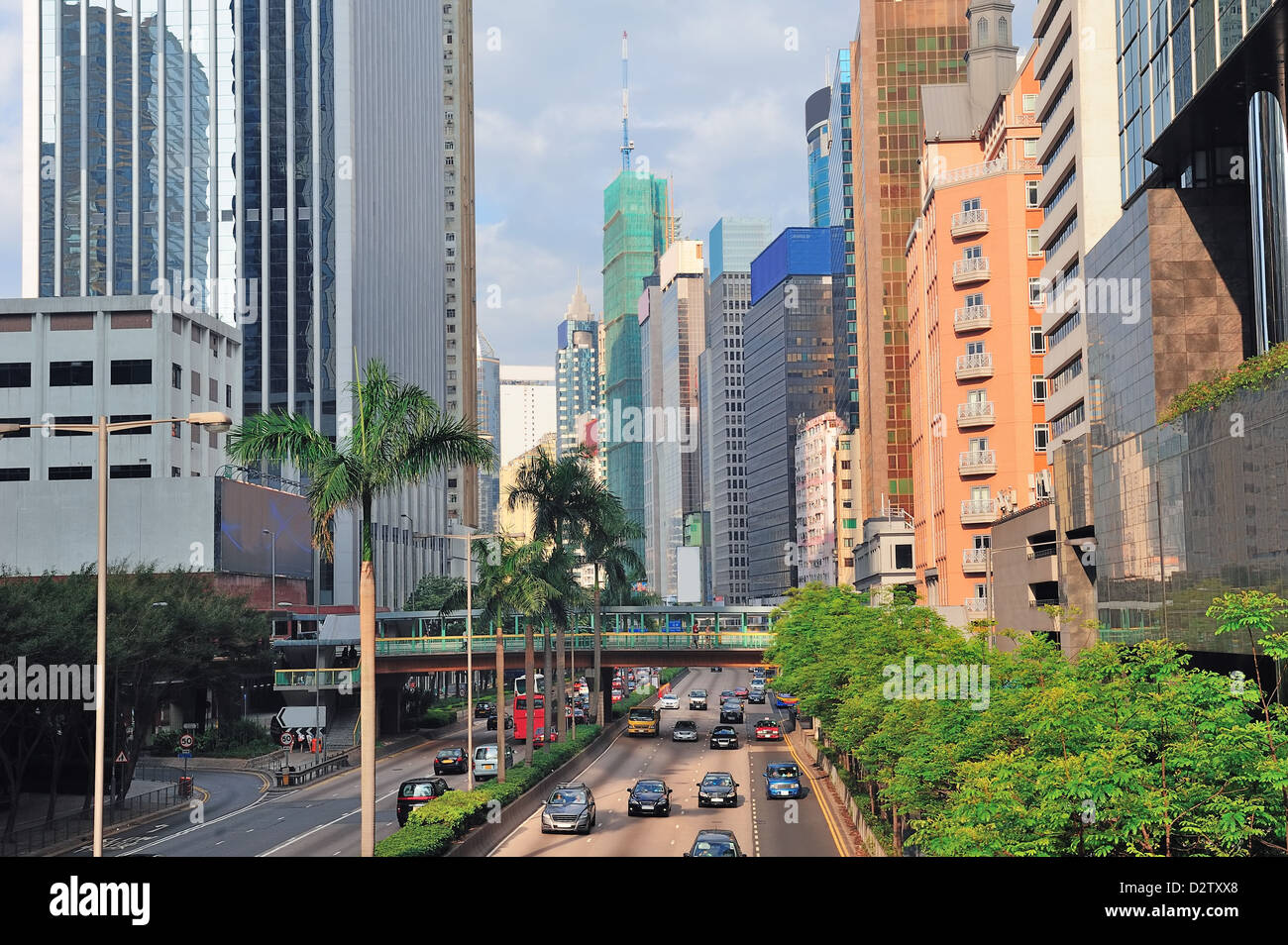 Hong Kong street view with traffic and skyscrapers Stock Photo - Alamy