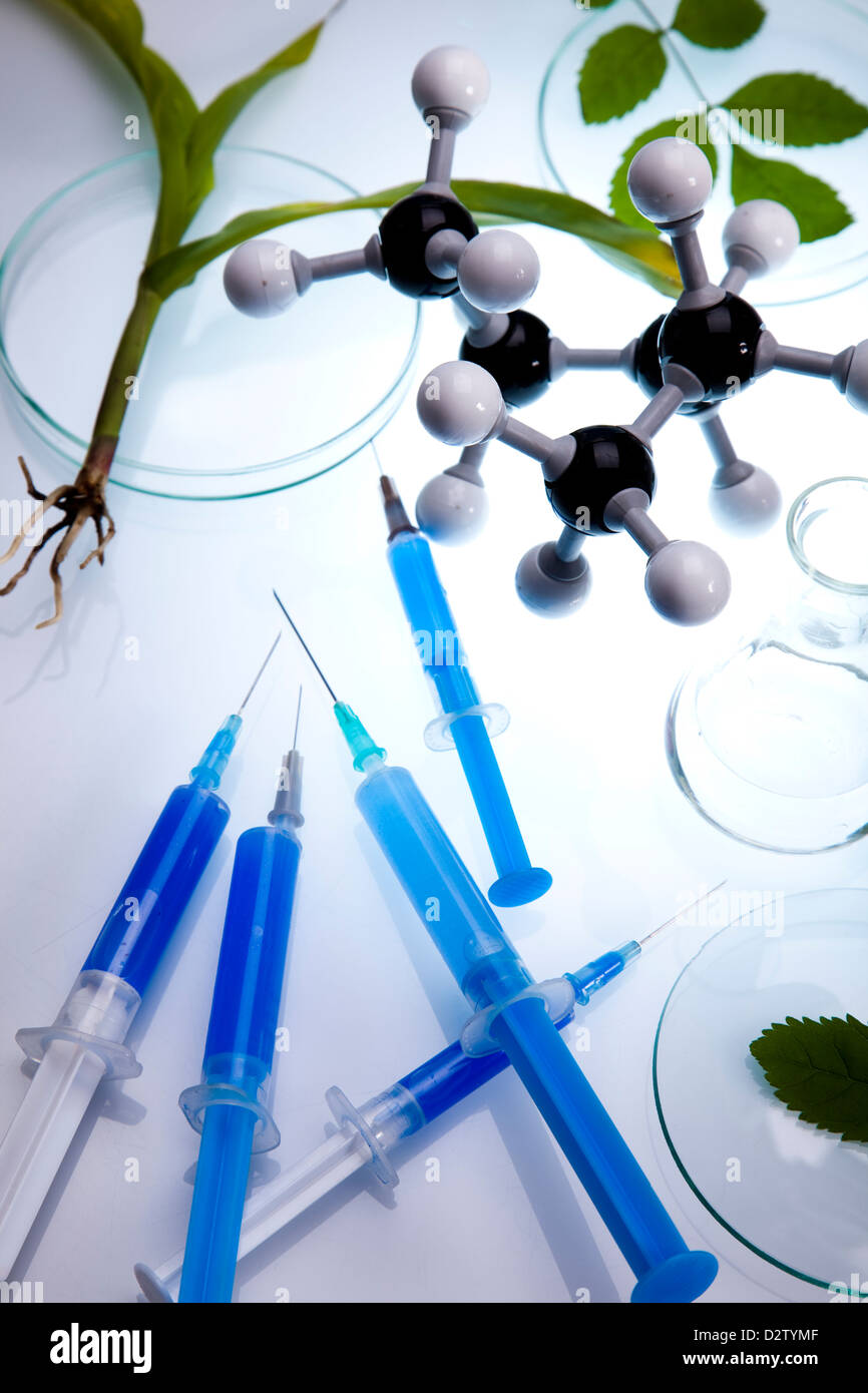 Floral science in blue laboratory Stock Photo - Alamy