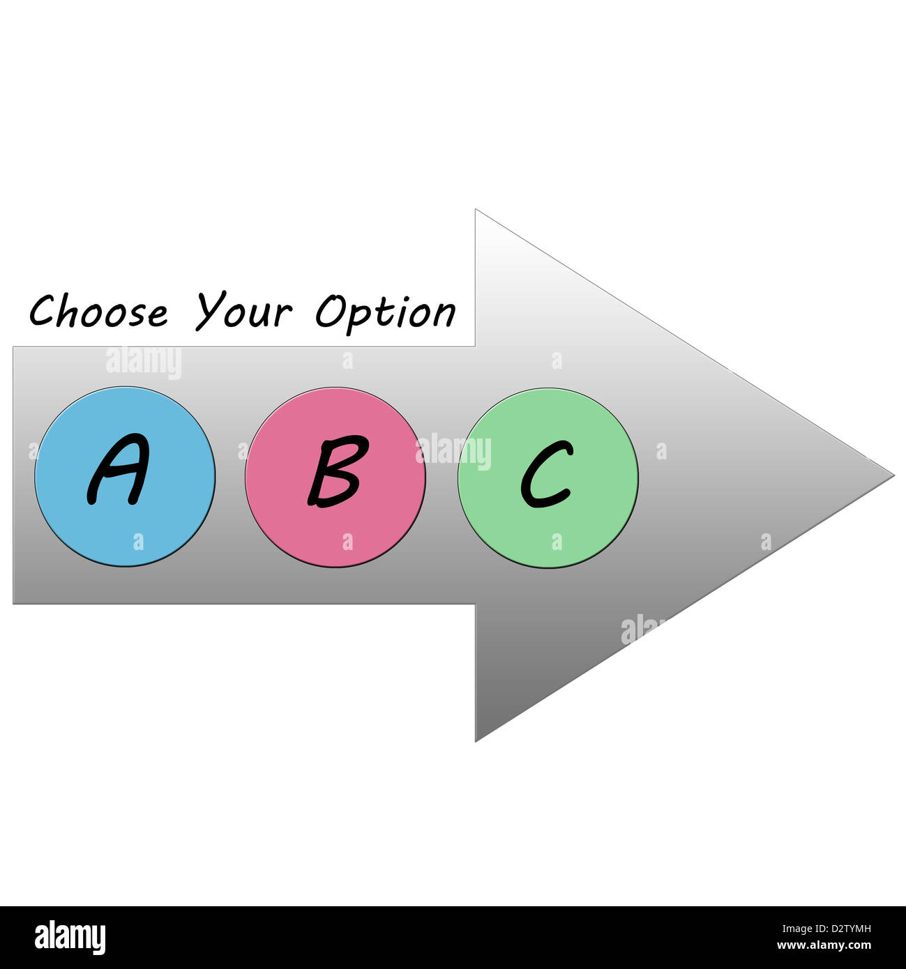 A Choose Your Option Arrow in gray with the colorful choices of A, B ...