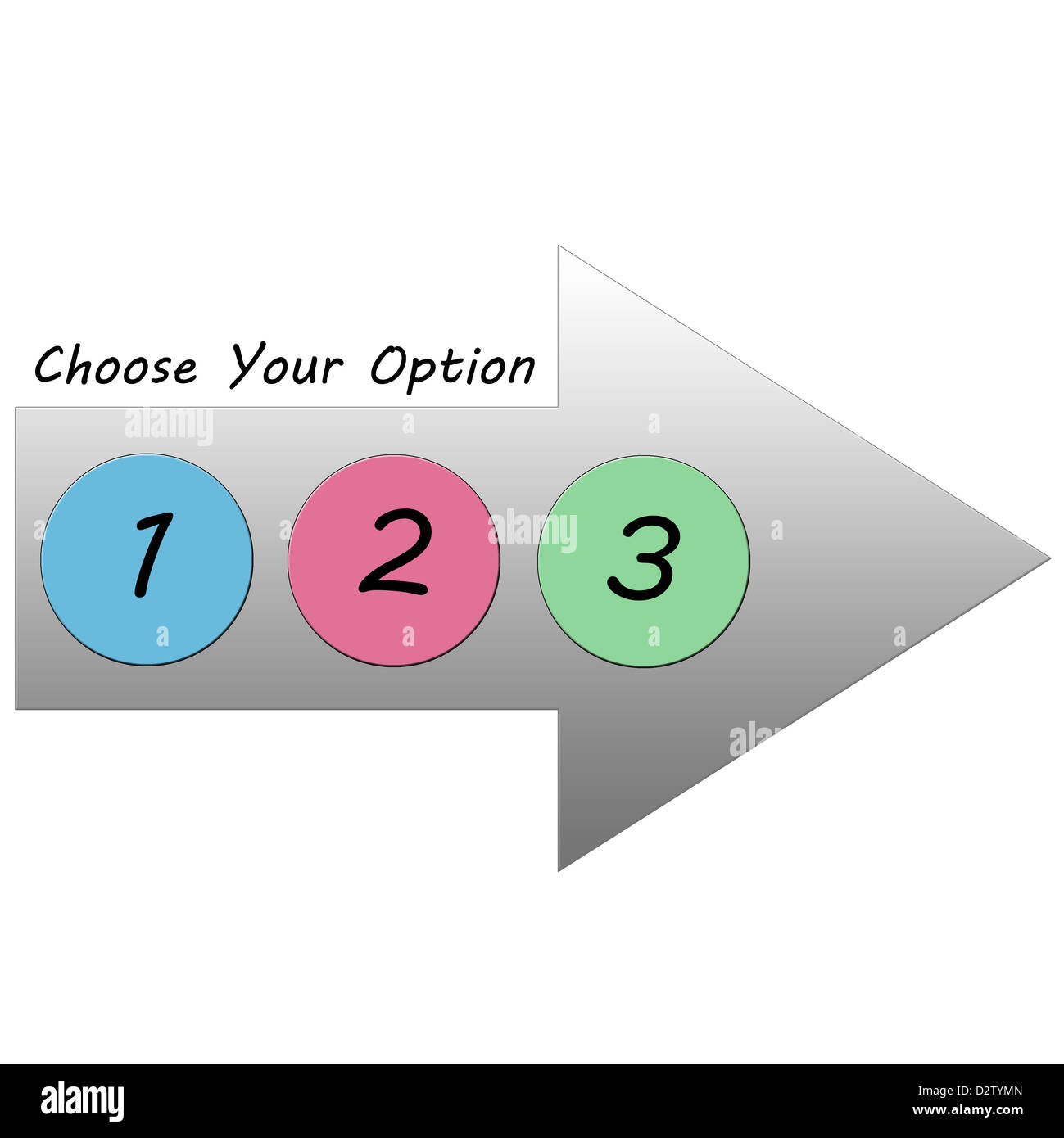A Choose Your Option Arrow in gray with the colorful choices of 1, 2 ...