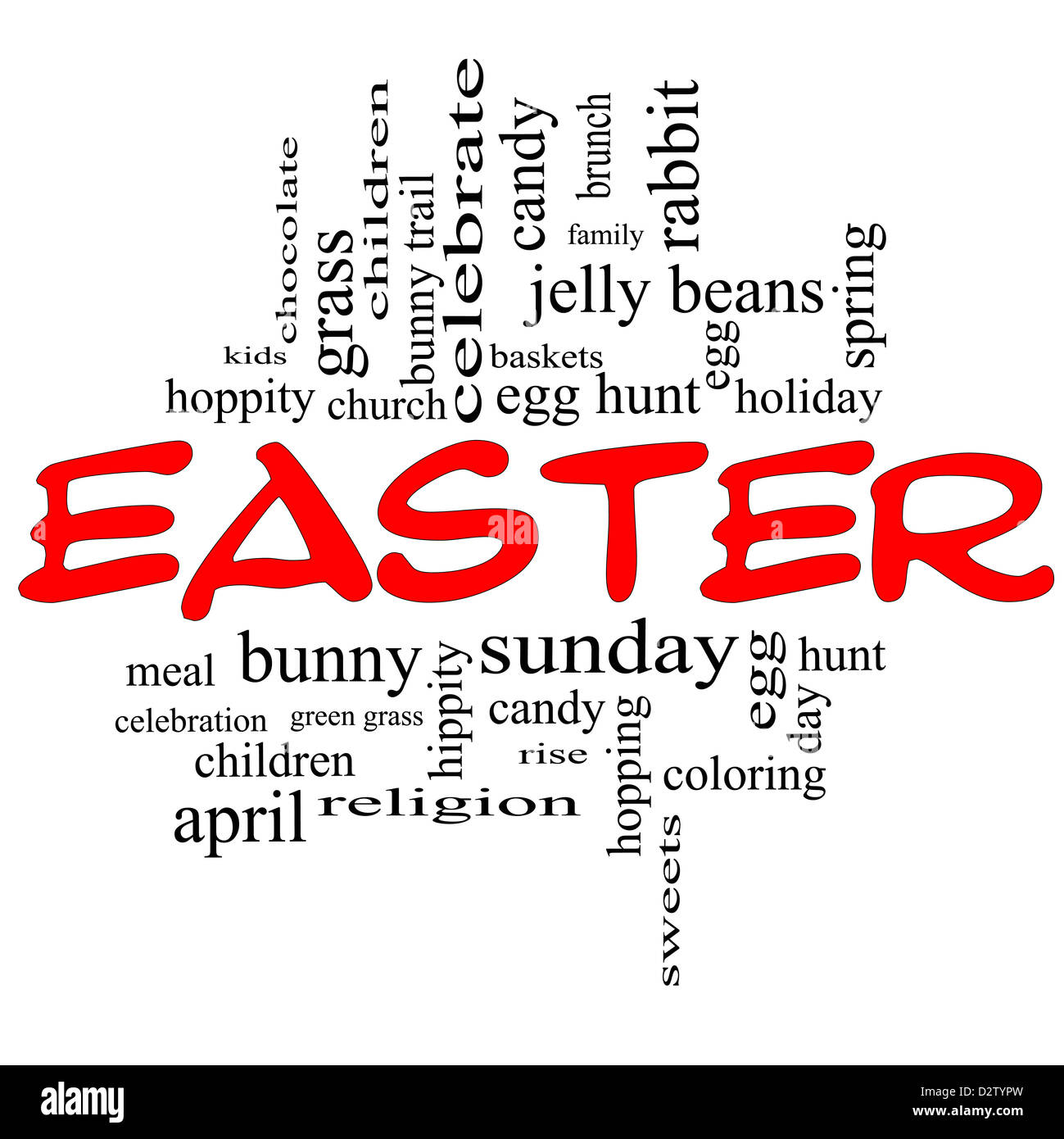 Easter Word Cloud Concept in red caps with great terms such as jelly ...