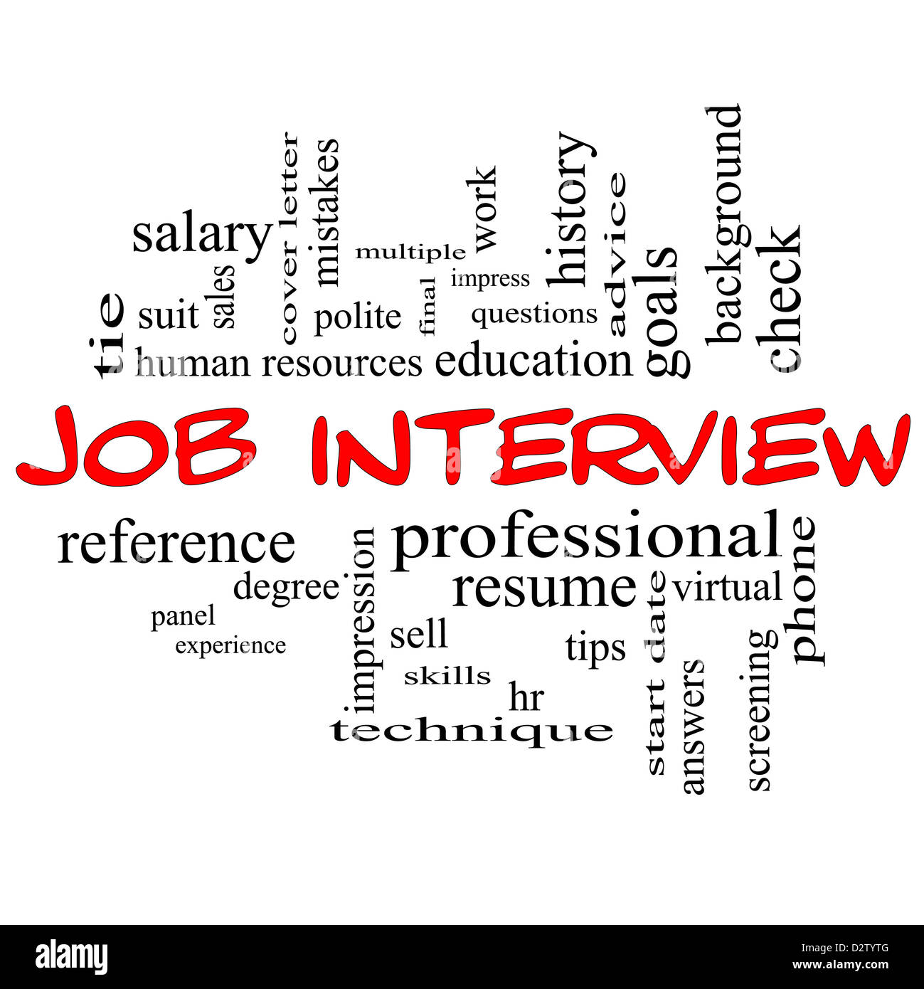 Job Interview Word Cloud Concept in Red Caps with great terms such as ...