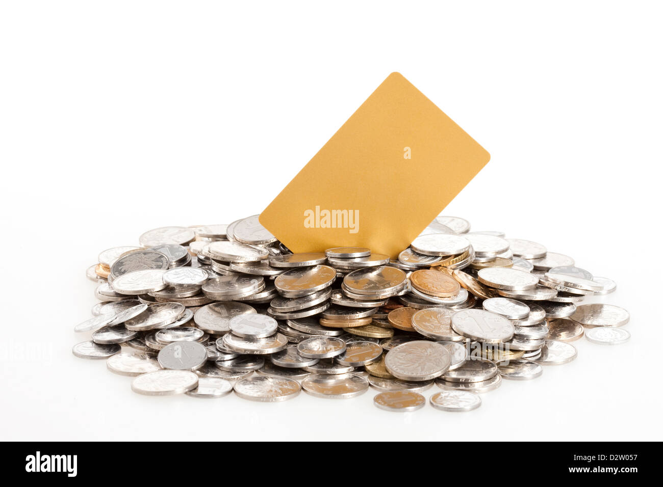 Bank card and coins Stock Photo - Alamy