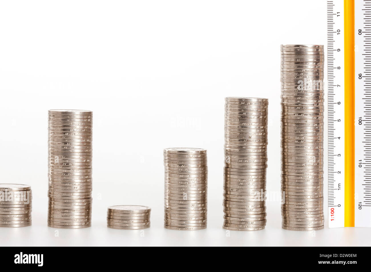 Coins and measuring instrument Stock Photo - Alamy