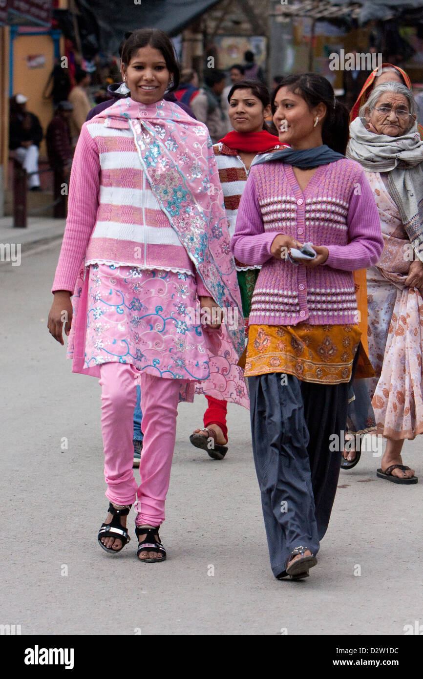 India, Rishikesh. Young Indian Women in Contemporary Dress Stock Photo ...