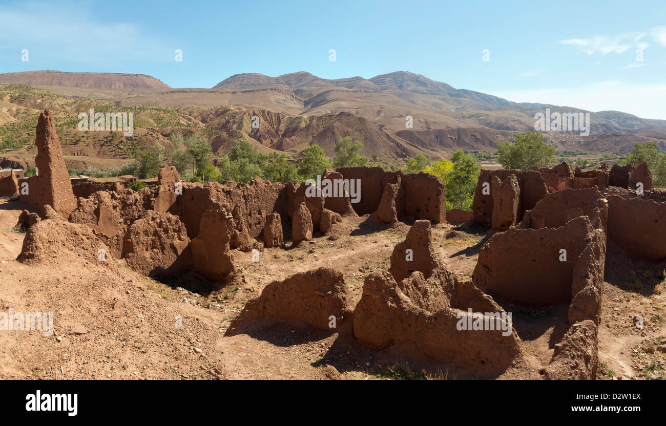The ruins of the Kasbah and village of Telouet, High Atlas, Morocco ...