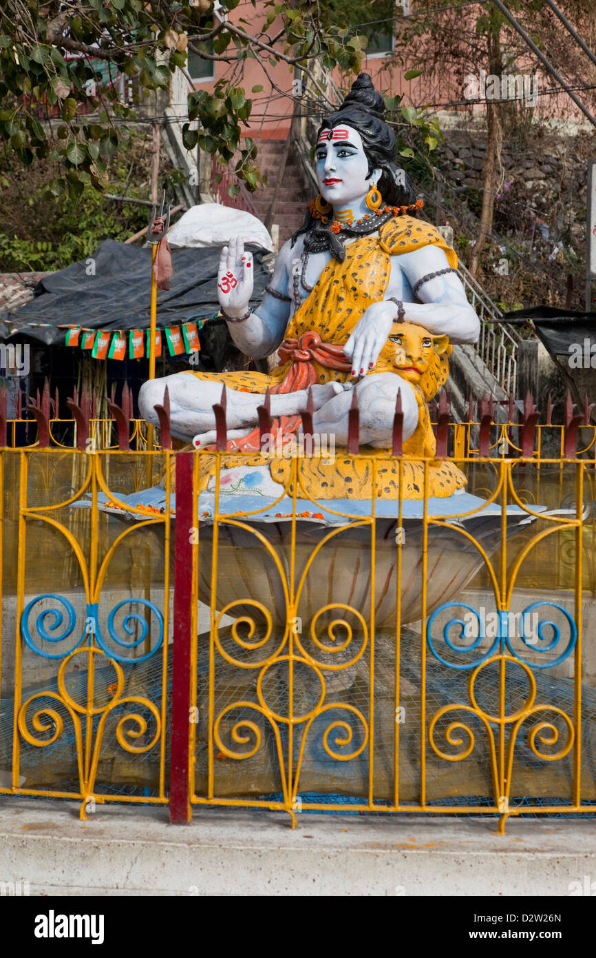India, Rishikesh. Shiva Statue, with third eye, cobra necklace, and ...