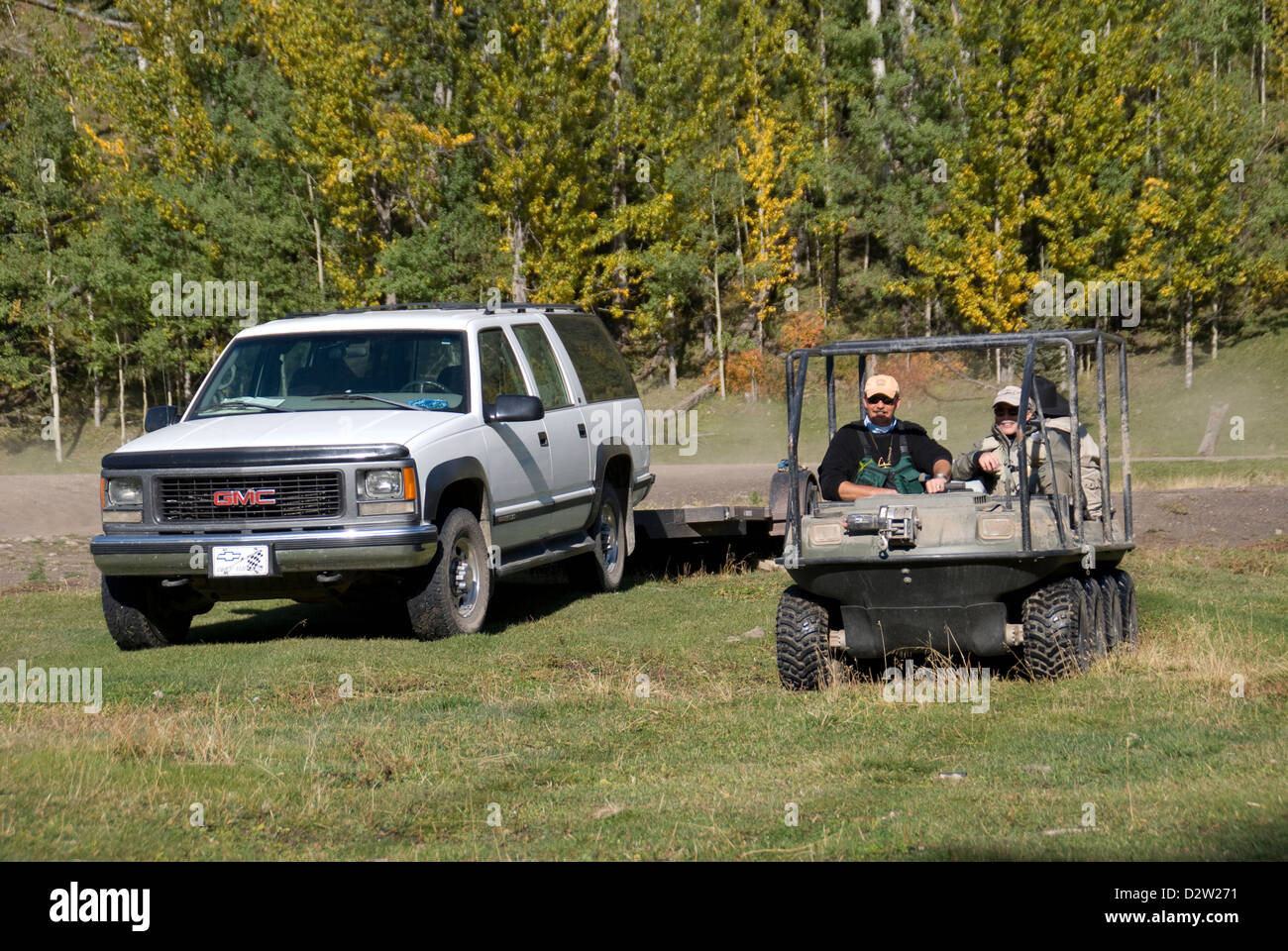 Ram River,Alberta, Canada access by use of an Argo all terrain vehicle ...