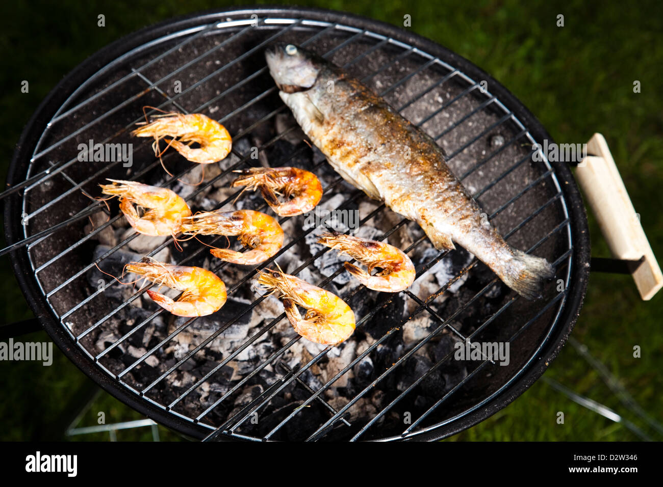 Bbq seafood summer outside cooking food gourmet garden hi-res stock ...