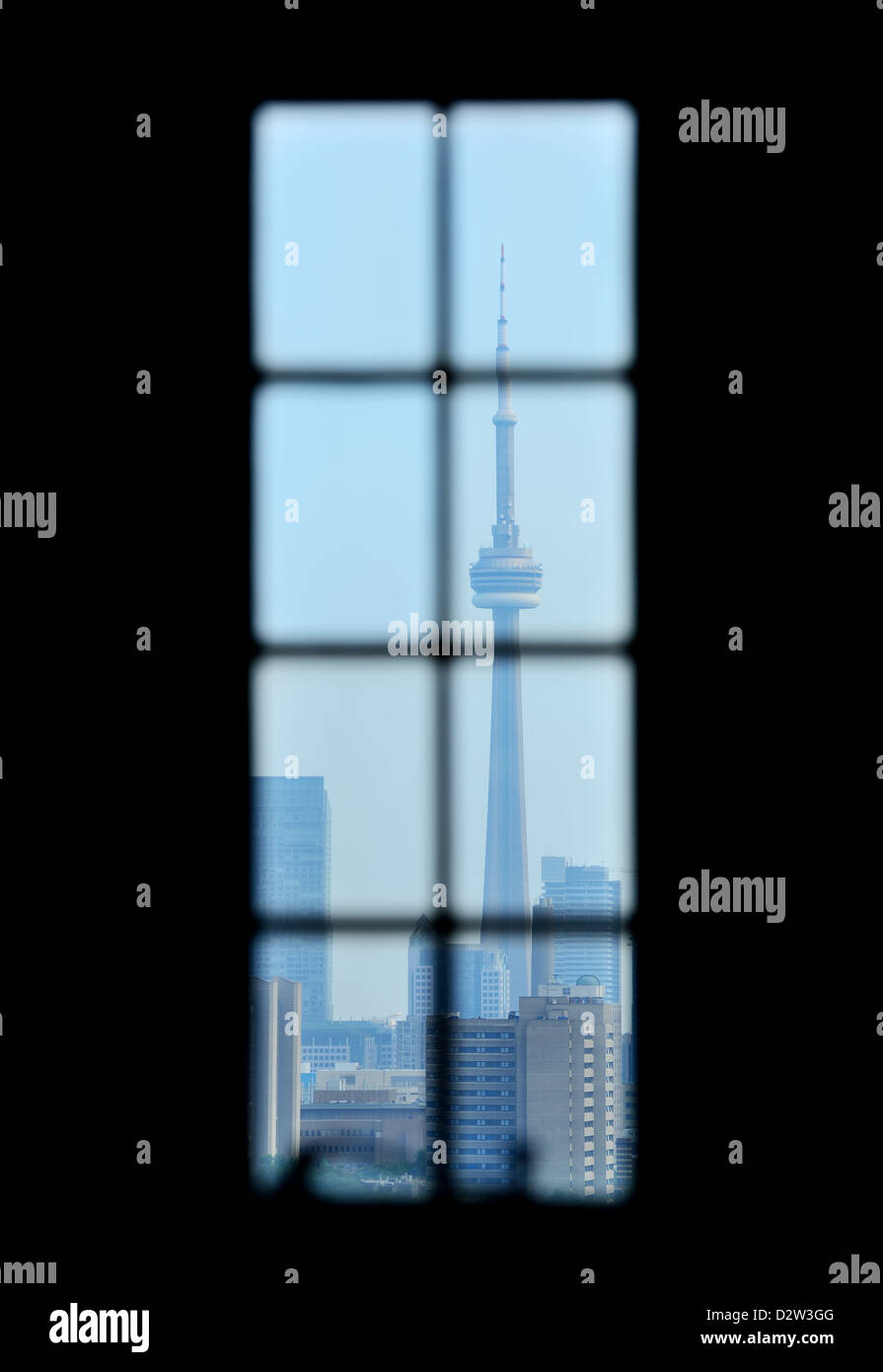 Toronto skyline viewed through window Stock Photo - Alamy