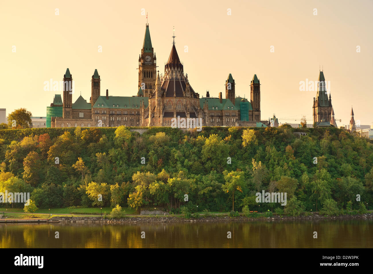 Ottawa city skyline at sunrise in the morning over river with urban ...