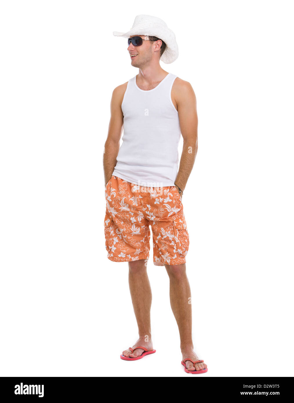 Full length portrait of happy young man looking on copy space Stock ...