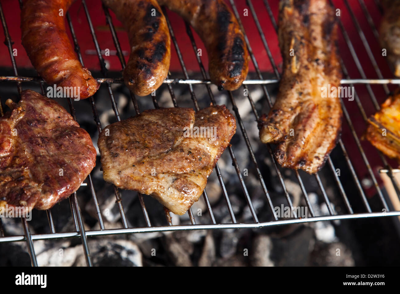 Barbecue a hot summer evening, Grilling Stock Photo - Alamy