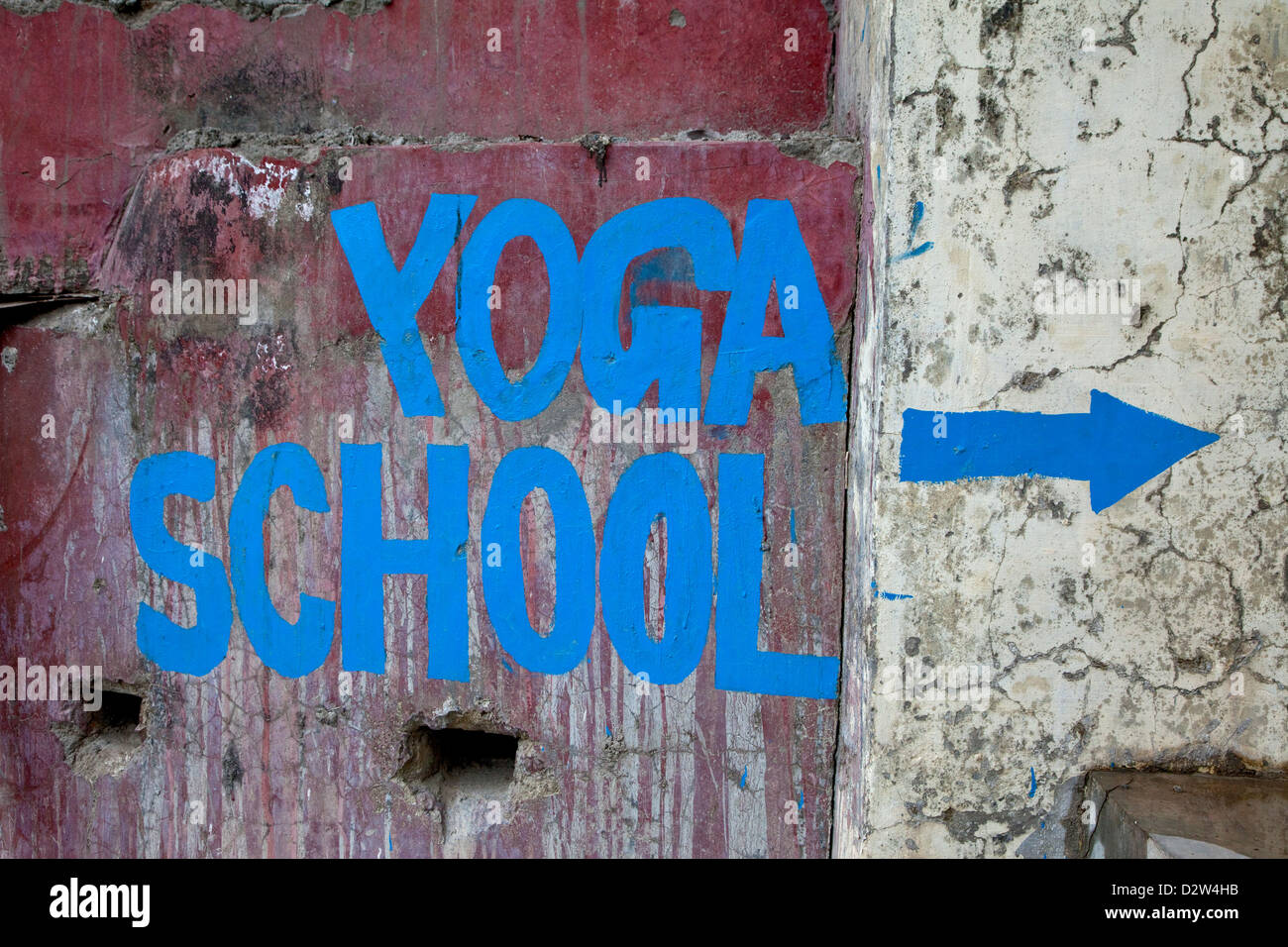 India, Rishikesh. Yoga School Sign Stock Photo - Alamy