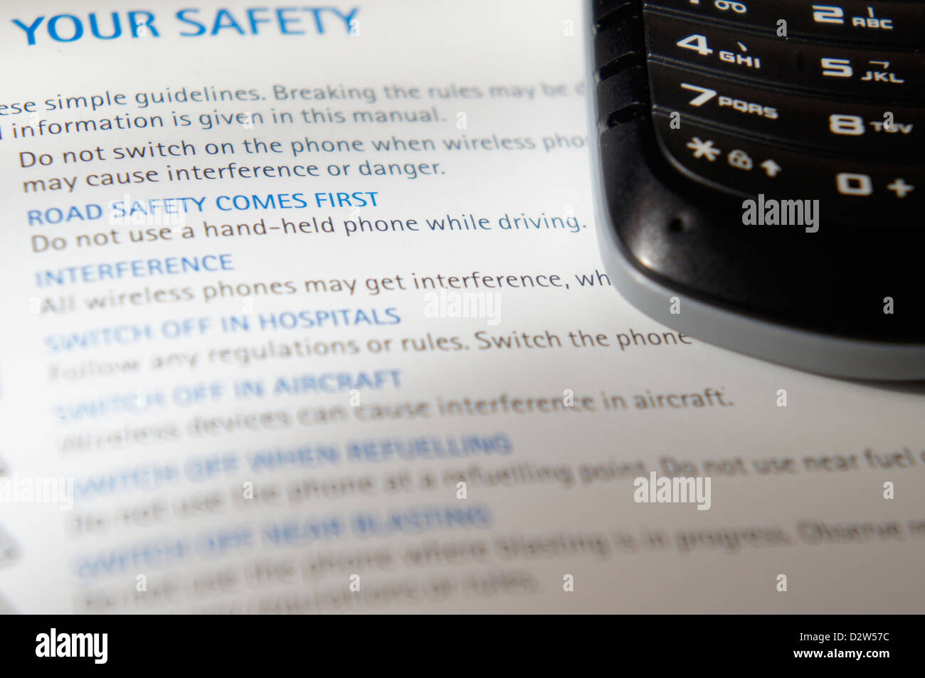 safety guideline for using mobile phones Stock Photo - Alamy